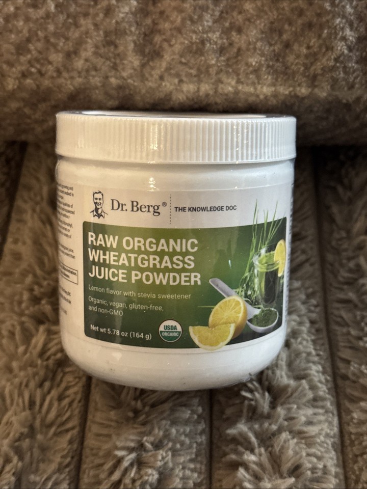 Dr. Berg Raw Organic Wheatgrass Juice Powder Lemon Flavor w/ Stevia ...