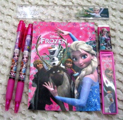 Disney Frozen Pink Stationary Set Character Pencil,Pen,Note Pad,Ruler ...