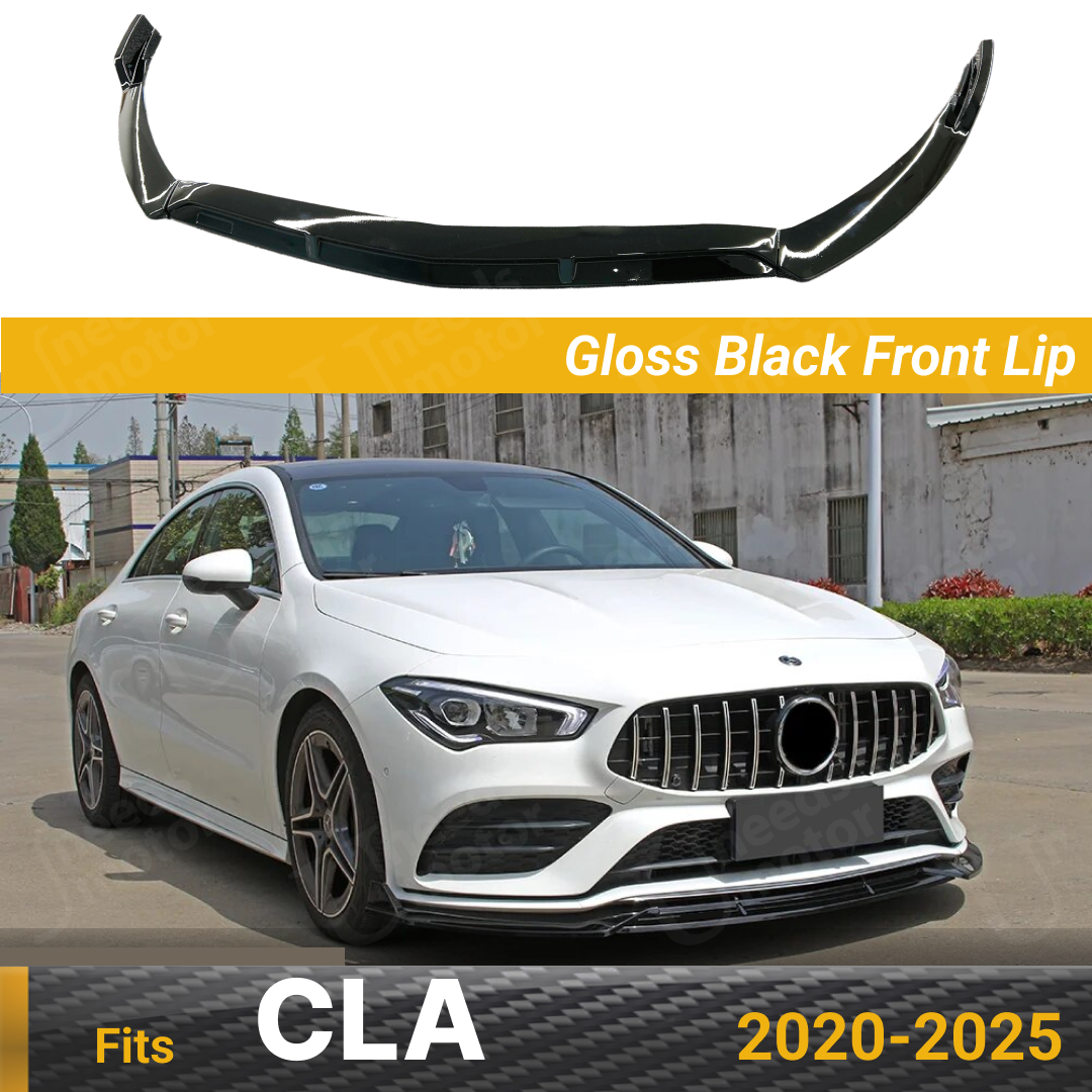 Fits Mercedes CLA 2020-2025 W118 Gloss Black Front Bumper Lip Splitter ...