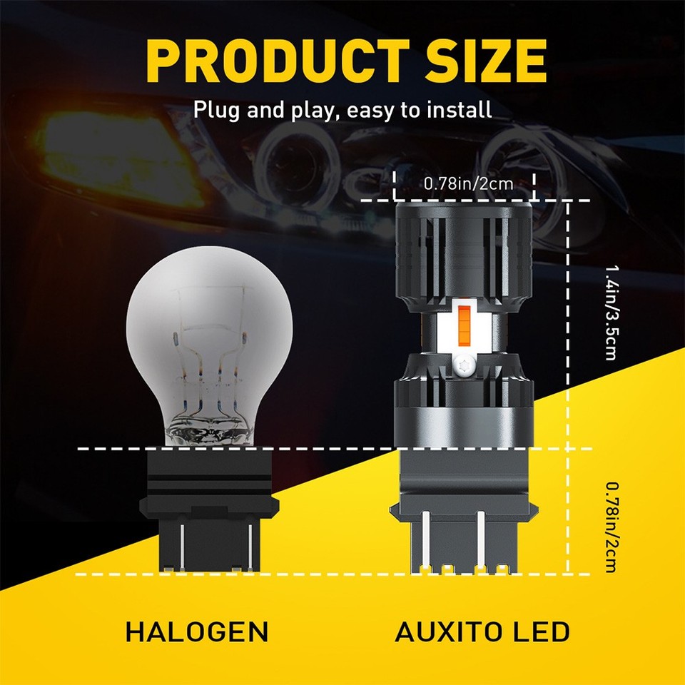 3157 3757 3155 LED Front Turn Signal Light Bulbs Amber Yellow Error ...