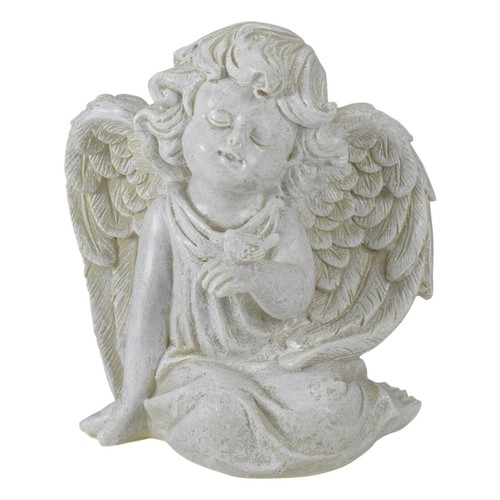Northlight 6.5" Heavenly Gardens Distressed Ivory Angel with Bird ...