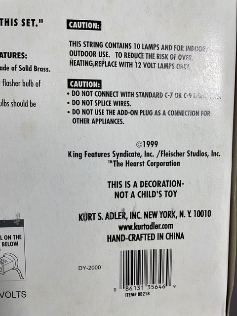 Betty Boop String Lights Set of 10 Indoor Outdoor Kurt Adler for sale ...