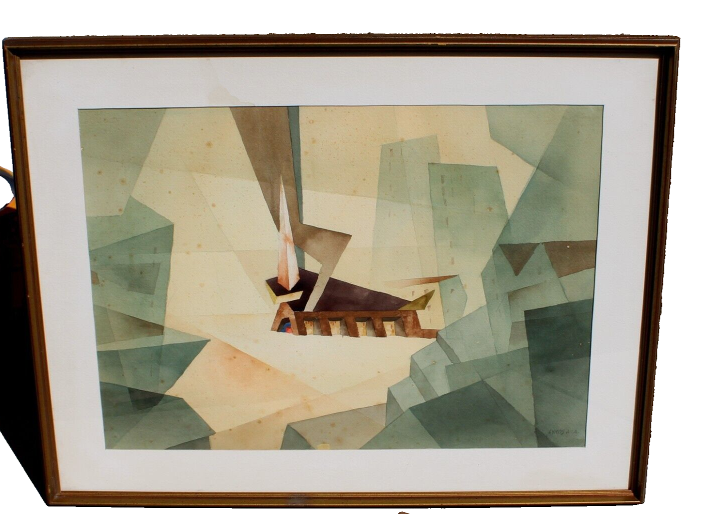 George Lykos Mid Century Modern California watercolor Buildings & a ...