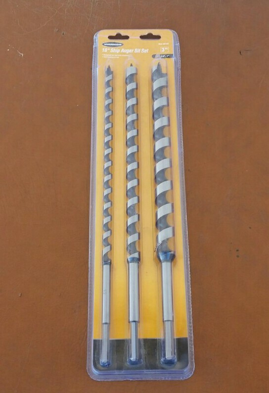 NEW WARRIOR 3 piece 18" SHIP AUGER BIT SET #68165 SEALED IN PLASTIC 1/2 ...