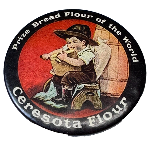 Ceresota Flour 2 1/8” Black Celluloid Mirror Boy Slices Bread Prize ...
