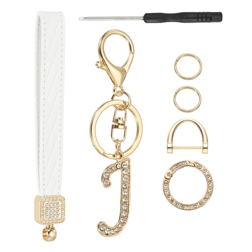 Leather Wristlet Keychain, Chic Letter J Keychains 619668479358| eBay