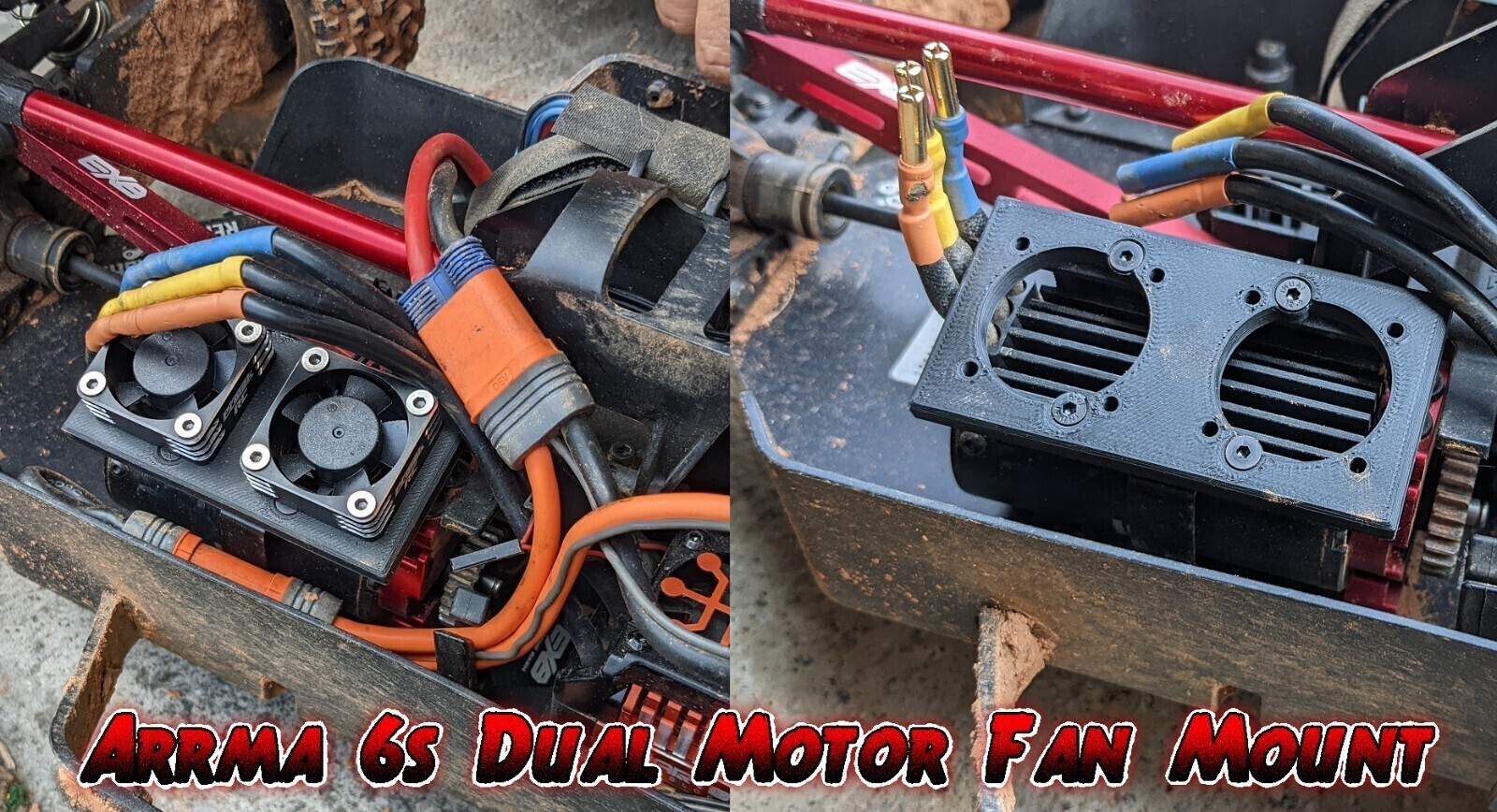 Dual 30x30 40x40 Fan Mount Adapter Plate for Arrma 6s Mojave, Kraton ...