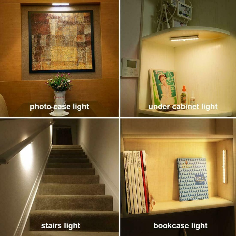 4pack Remote Control LED Lights Under Cabinet Lighting Bar Wireless ...