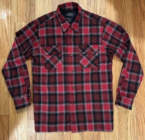 Pendleton Plaid Flannel Red Board Shirt Men's Medium | eBay