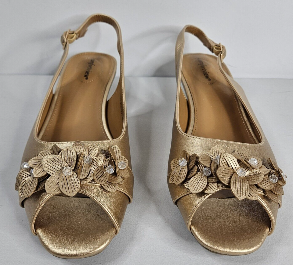 Comfortview Shoes Womens Size 11 Coral Slingback Low Heel Flowers ...