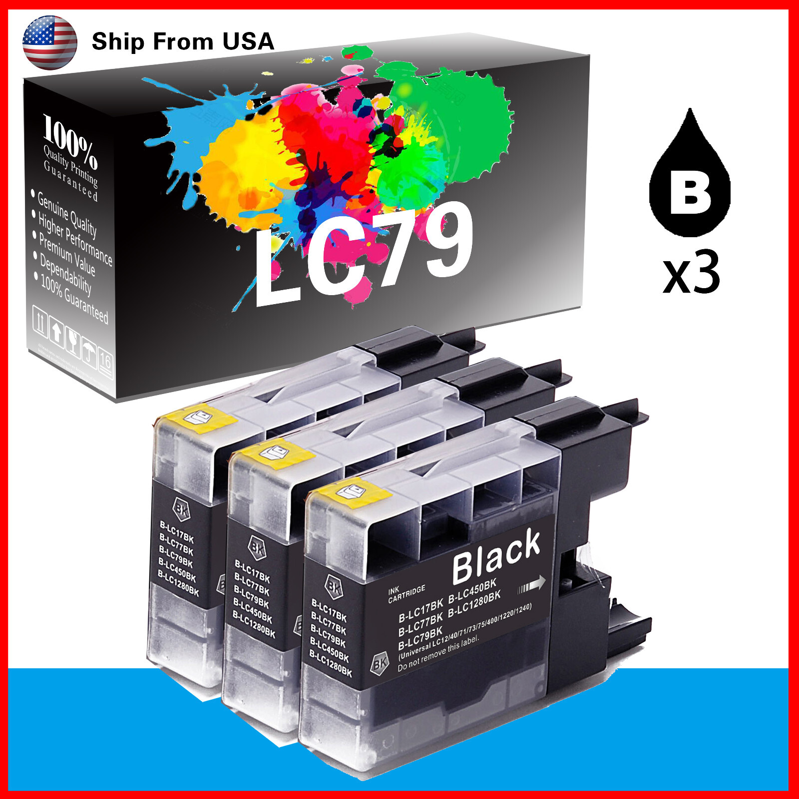 3PK LC-79 LC79 Black LC79BK Ink Cartridge for MFCJ6710DW MFC-J6910DW | eBay