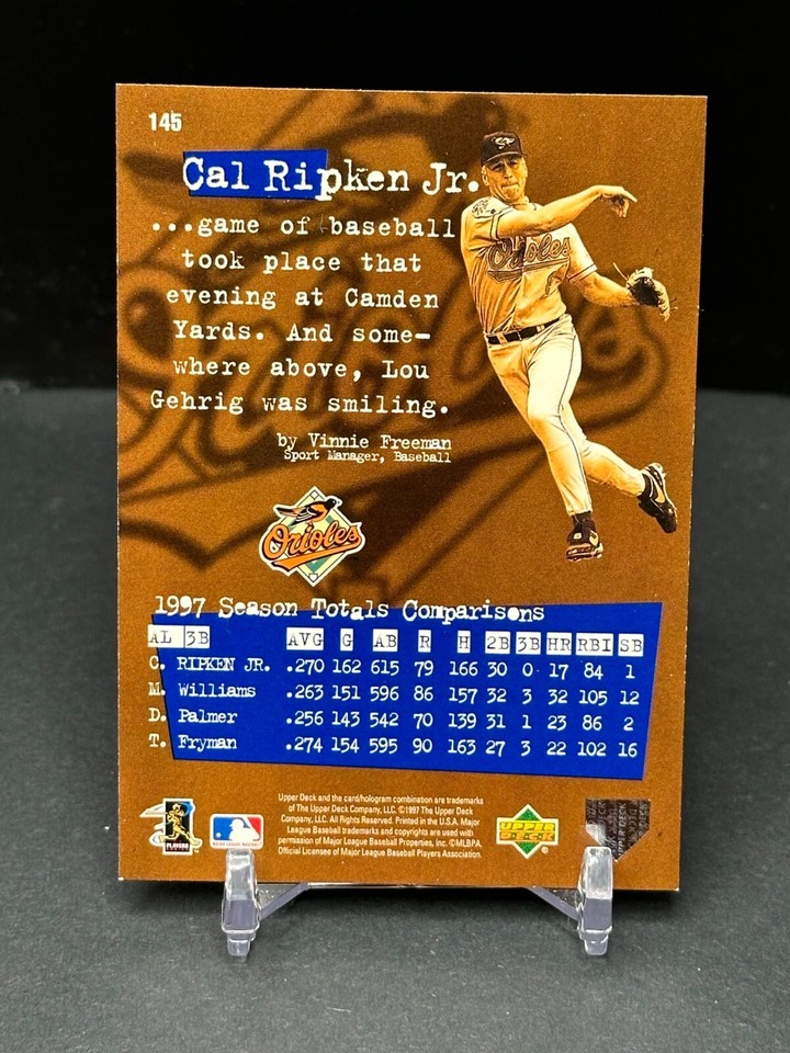 Cal Ripken Jr. 1997 Upper Deck Define the Game #145 Baltimore Orioles ...