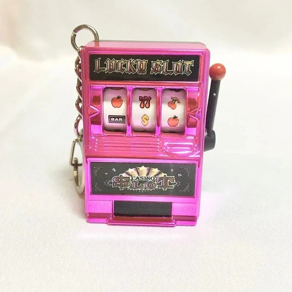 Fruit Machine Keychain Toy Cute Mini Slot Machine Key Ring Creative Car ...