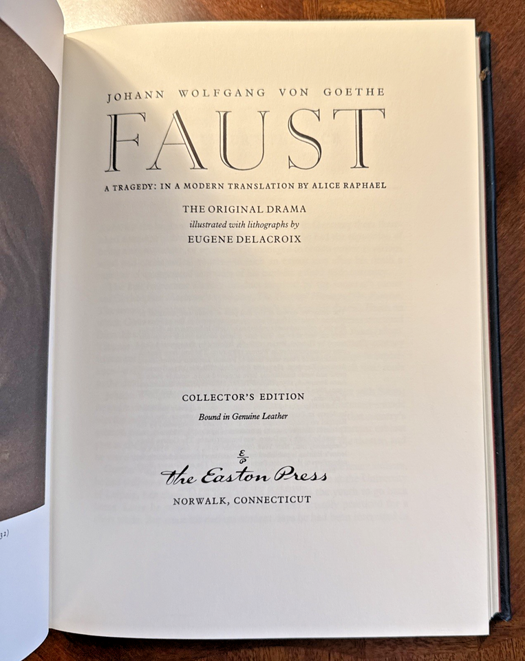 Easton Press Faust By Johann Wolfgang von Goethe Collector's Edition ...