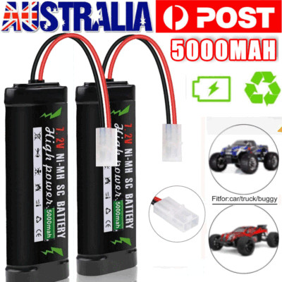 2X 7.2V 5000mAh NiMH Battery Tamiya Plug Rechargeable for RC Car Boat ...