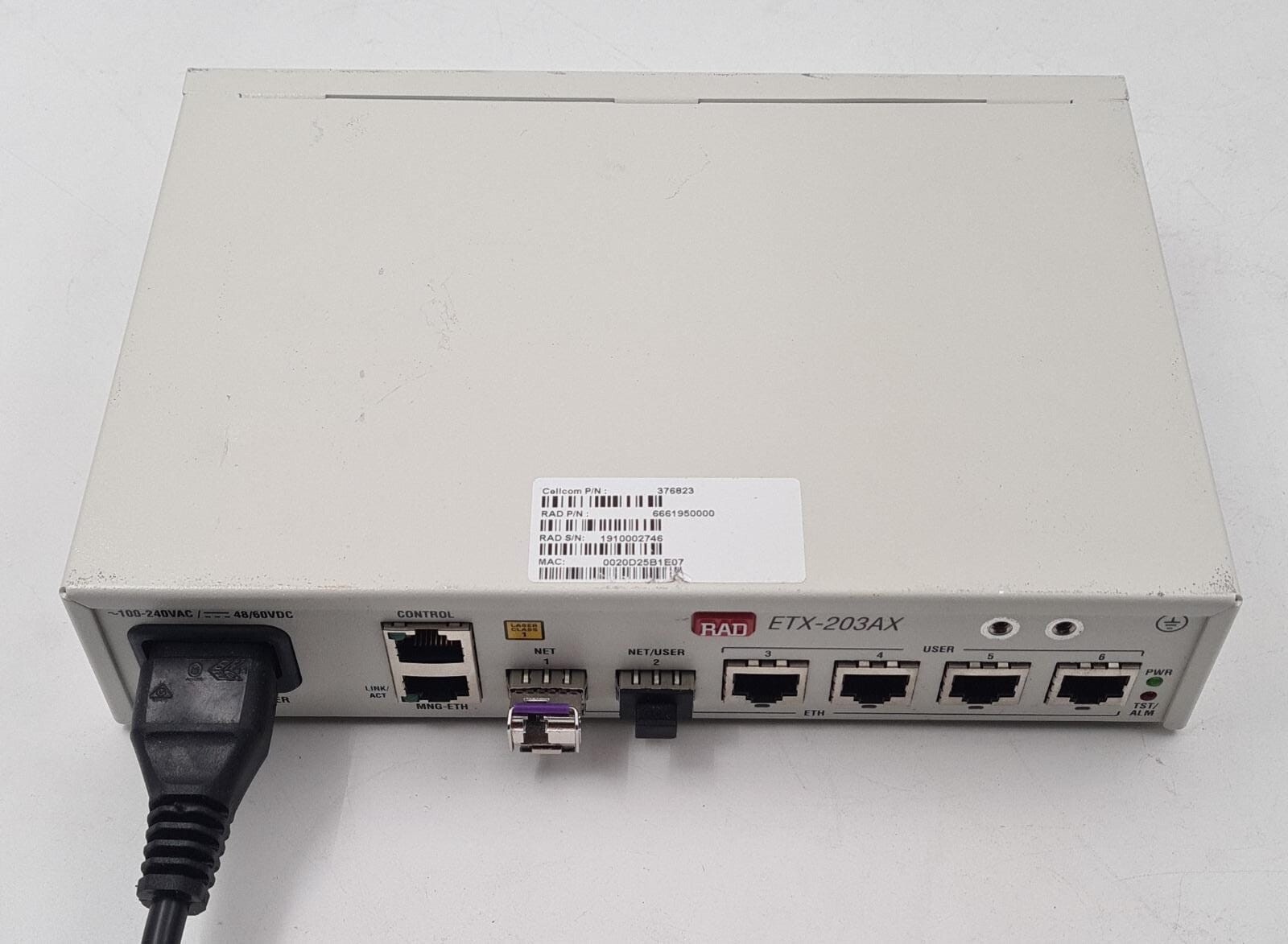 RAD ETX-203AX CELLCOM/H/GE/2SFP/4UTP (F) 376823 SWITCH MODULE ...