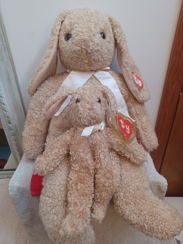 TY Large Curly Bunny 24" 1993 Retired? & TY Baby Curly Bunny 11" 1992 ...