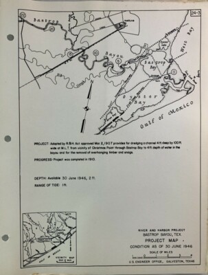 1946 Army Engineer Project Map River Harbor Bastrop Bayou Texas | eBay