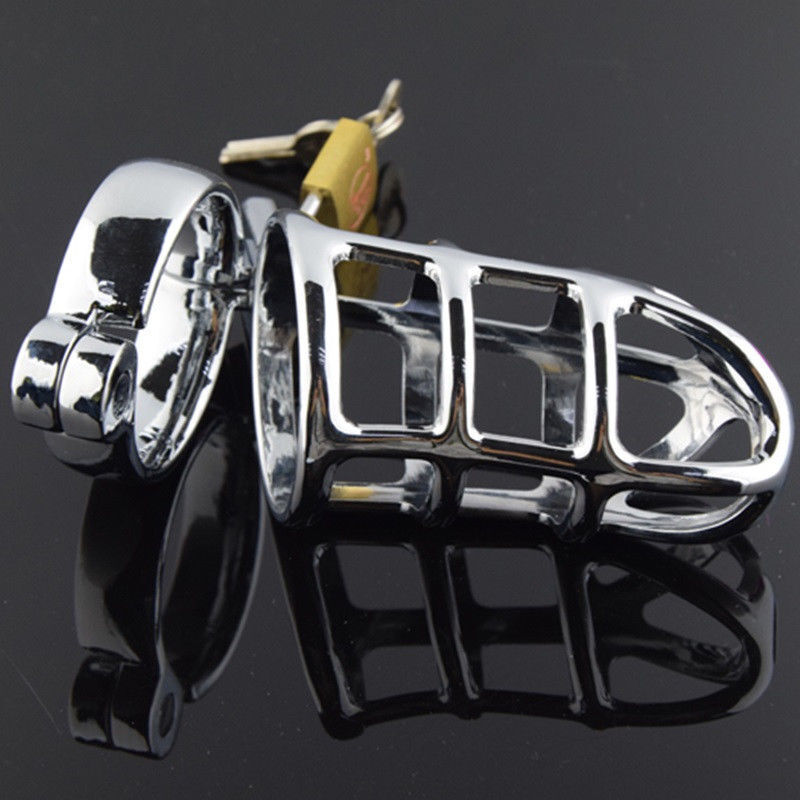 Male Chastity Cage Stainless Steel CBT Slave BDSM Bondage Lockable Cage ...