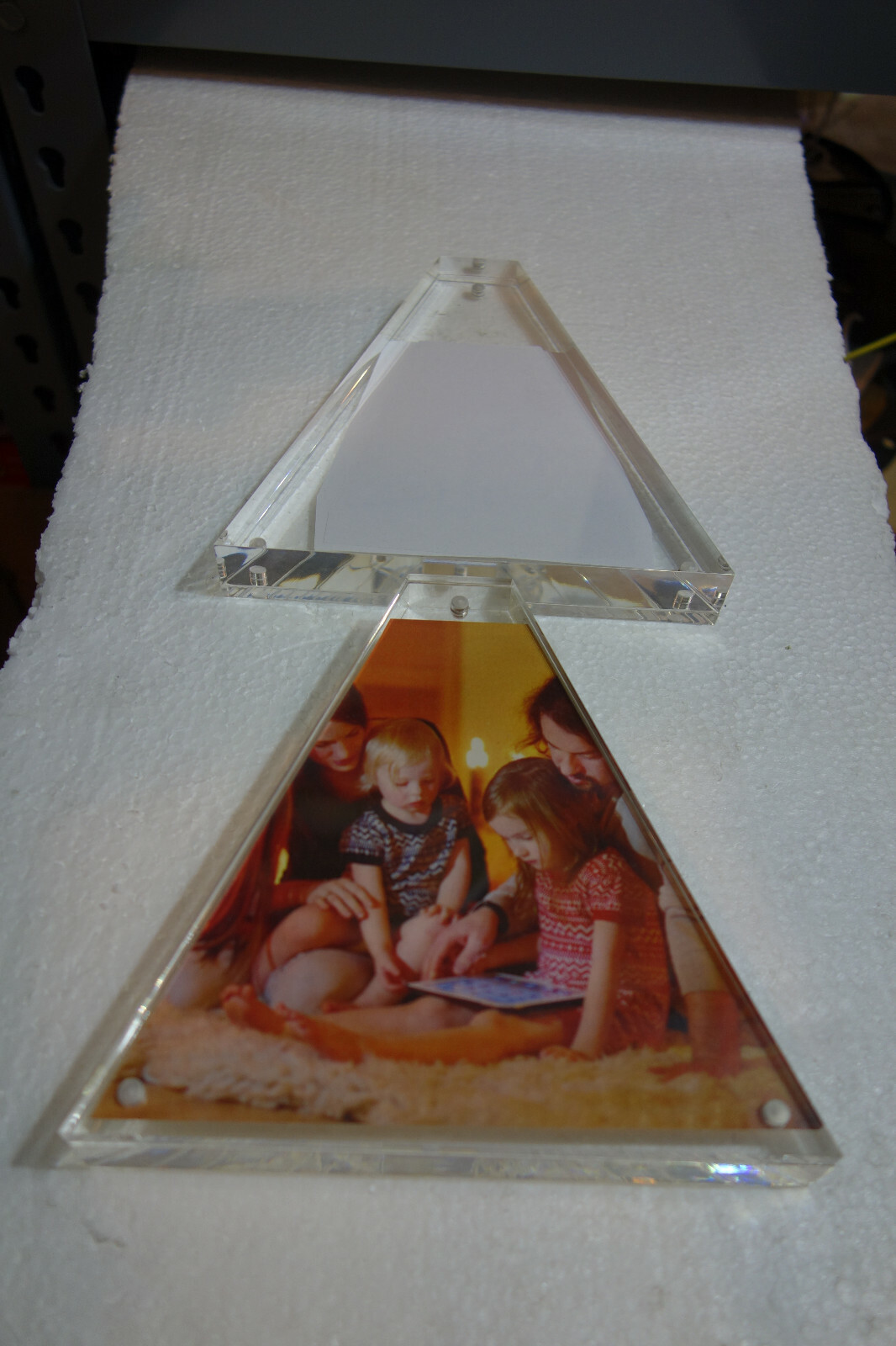 Unique Plexiglass Triangle Photo Frame, Award. or Trophy 3 point ...