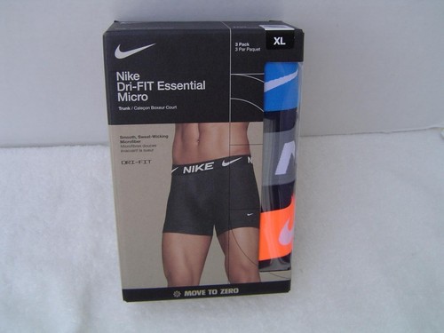 NEW MENS 3 PACK NIKE DRI-FIT ESSENTIAL MICRO TRUNKS BLACKS SIZE EXTRA ...