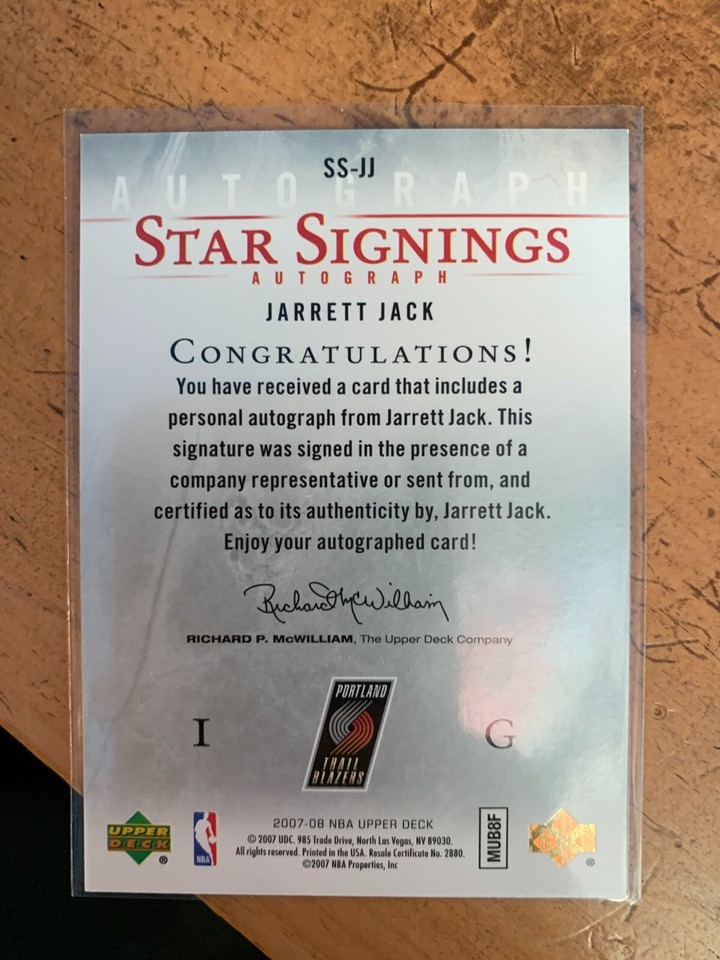 2007-08 Upper Deck Star Signings #JJ Jarrett Jack AUTOGRAPH | eBay