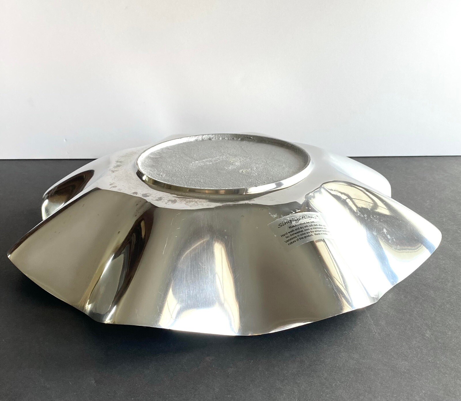 Contemporary Metal Ruffle Serving Bowl With Enameled Capiz Shell Style ...
