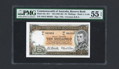 AUSTRALIA Banknote P33a , ND(1961-65) , 10 Shillings PMG 55 EPQ | eBay