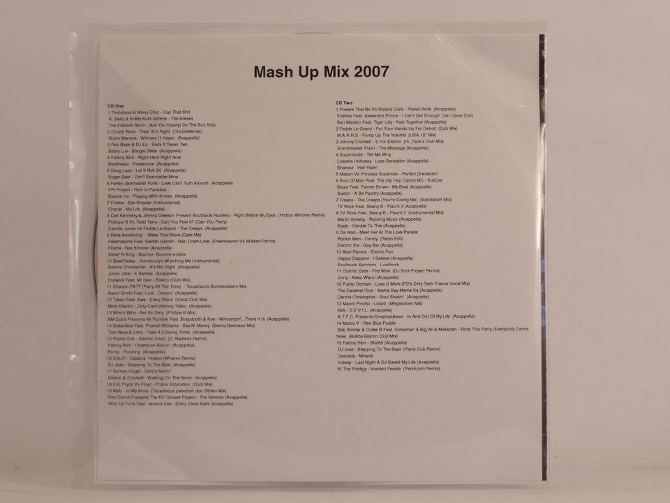 VARIOUS ARTISTS THE MASH UP MIX 2007 (2xCD) (547) 20+ Track Promo CD ...