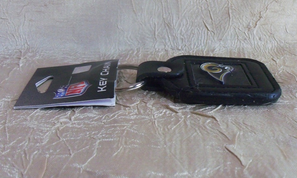 Los Angeles Rams Square Leather Key Ring with Pewter Logo Keychain New ...