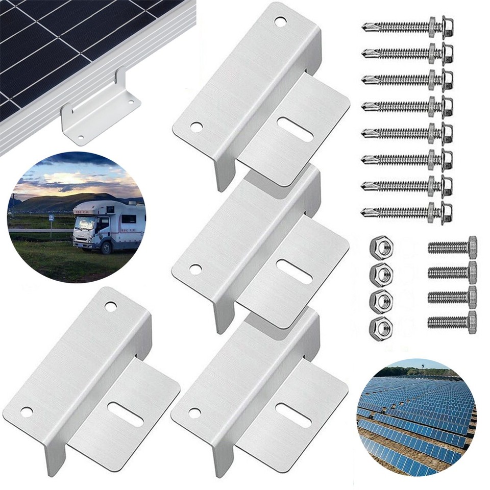 UK Solar Panel Z Bracket Mounting with Stainless Fixings Caravan Roof ...