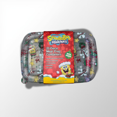 SpongeBob Christmas 20‑pc Meal Prep Containers BPA Free Reusable ...