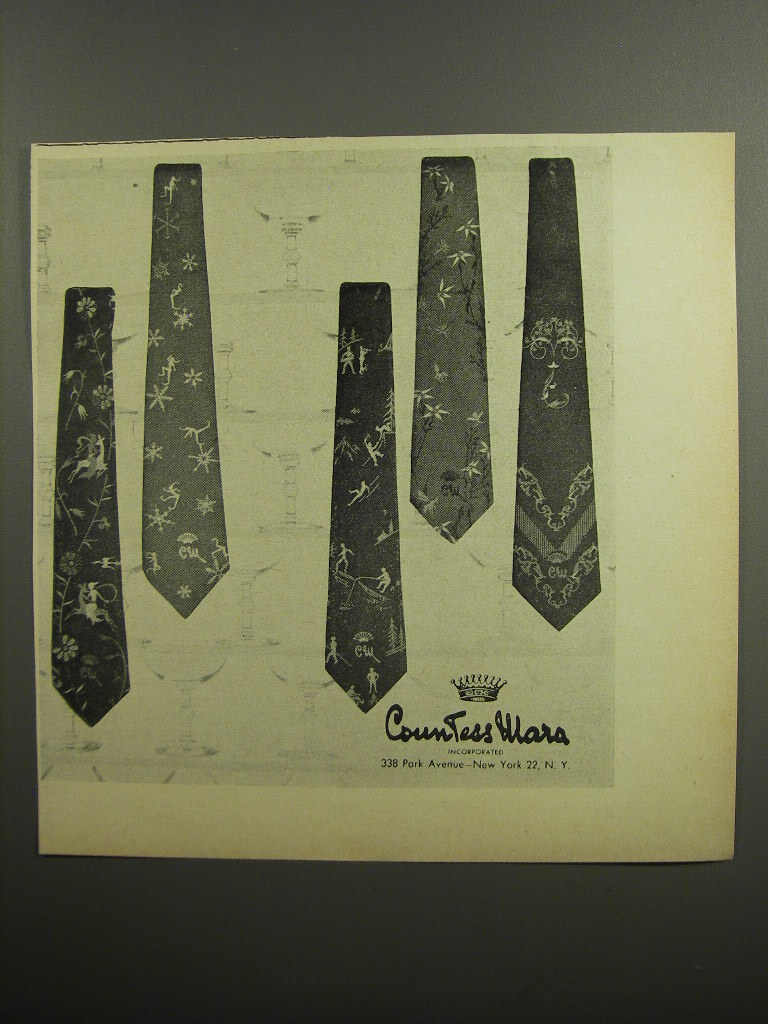 1952 Countess Mara Ties Ad - Five Different Patterns | eBay