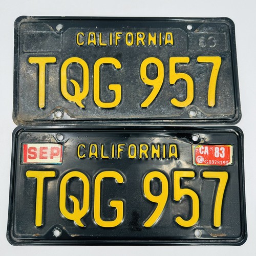 Vintage 1963 California Black License plate pair with stickers | eBay