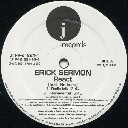 Erick Sermon Feat. Redman - React (12", Promo) | eBay