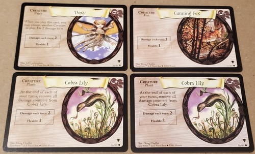 Harry Potter TCG Lot 4 Doxy Fairy Cobra Lily Plant Cunning Fox Creature ...