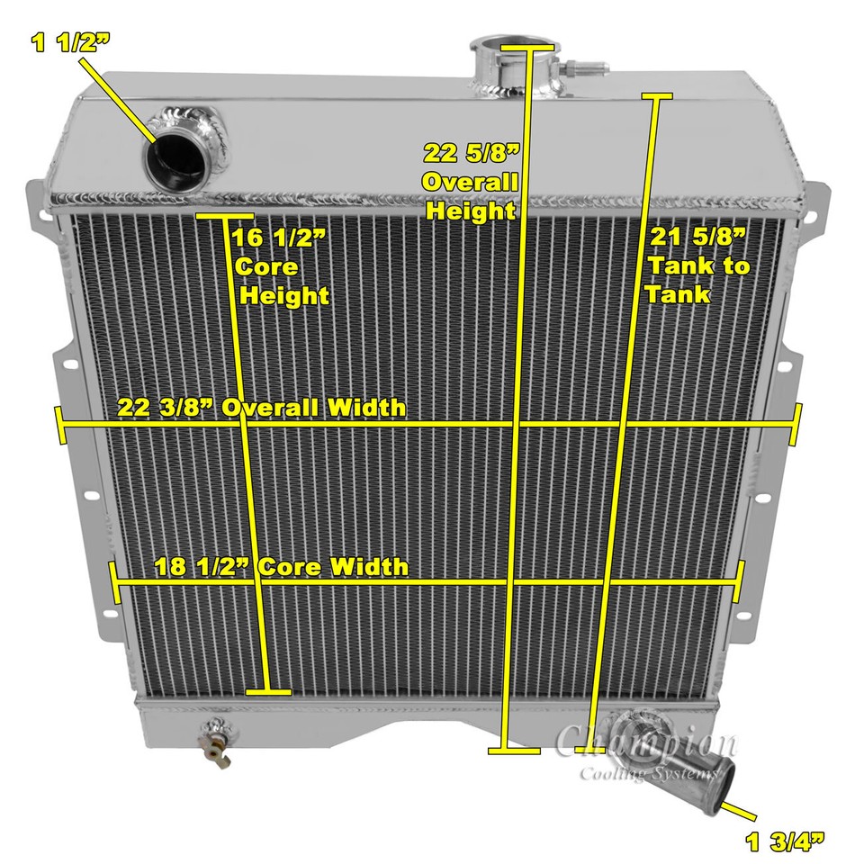 KR Champion 3 Row Radiator, 16" Fan, Shroud for 1954 - 1964 Willys ...