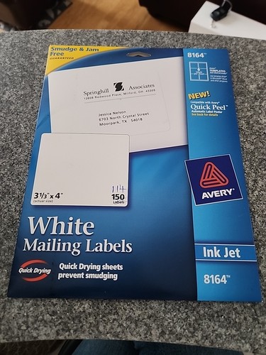 AVERY 8164 White Shipping Labels TrueBlock 3-1/3" x 4" 114 Labels ...