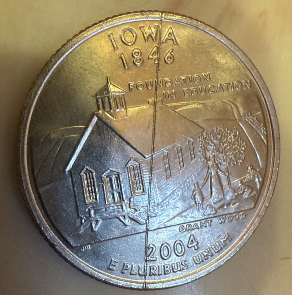 2004d iowa quarter error Line Across The Reverse | eBay