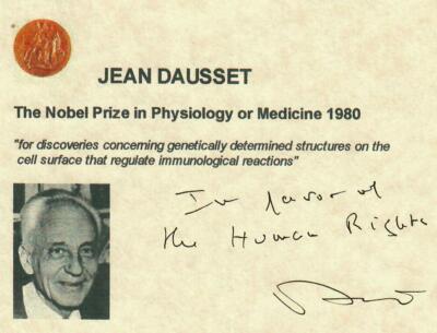 "Nobel Prize in Medicine" Dr Jean Dausset Hand Signed Nobel Card COA ...