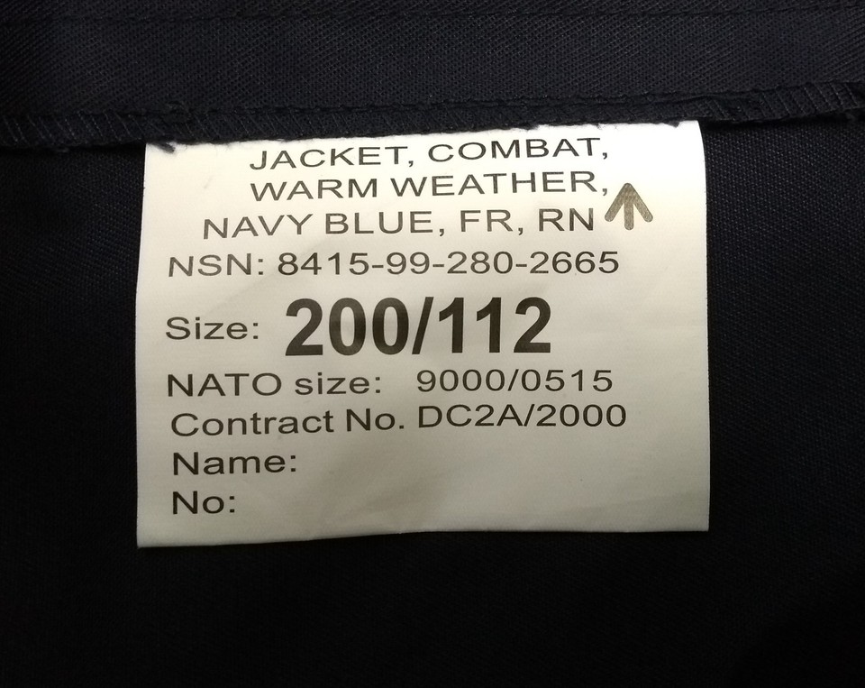 Royal Navy Warm Weather Fire Resistant Blue AWD & No4 Working Jacket ...
