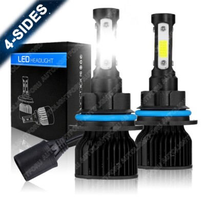 4 Sided 9004 LED Headlight Bulbs Hi/Lo Beam 10000W 3600000LM 6000K ...