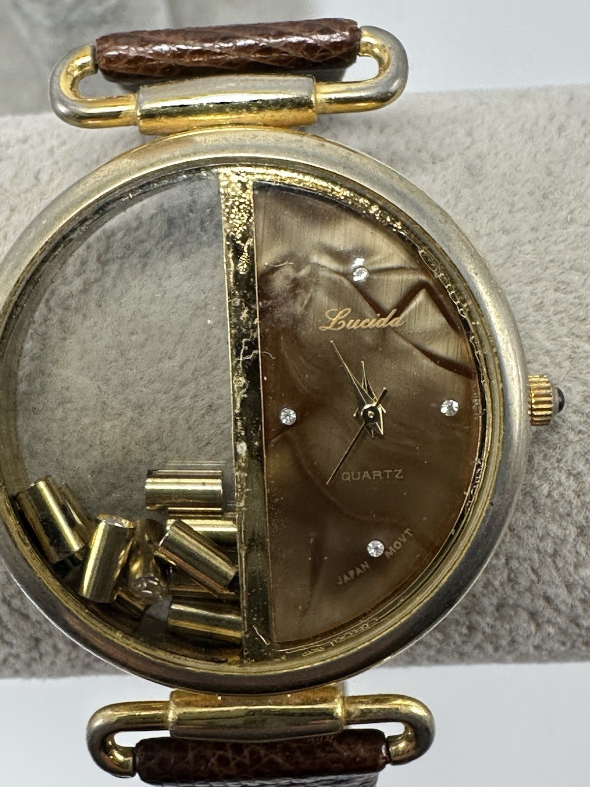 Lucida Rare Vintage Watch New Battery Floating Crysta… - Gem