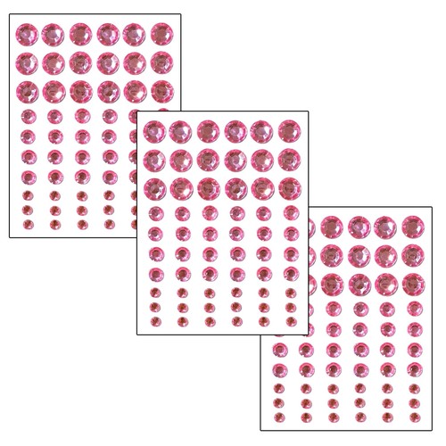 180 Pink Self Adhesive Face Body Rhinestones Gems Strong Stickers 3 ...