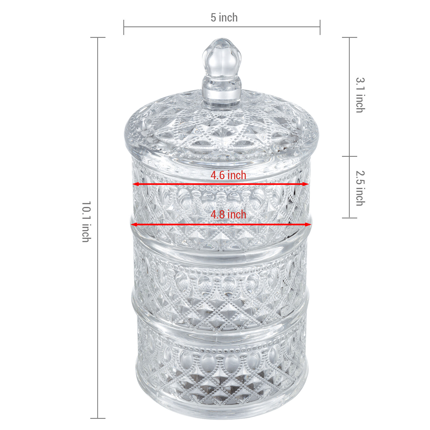 3 Tier Clear Glass Stacking Storage Container w/ Lid, Decorative ...