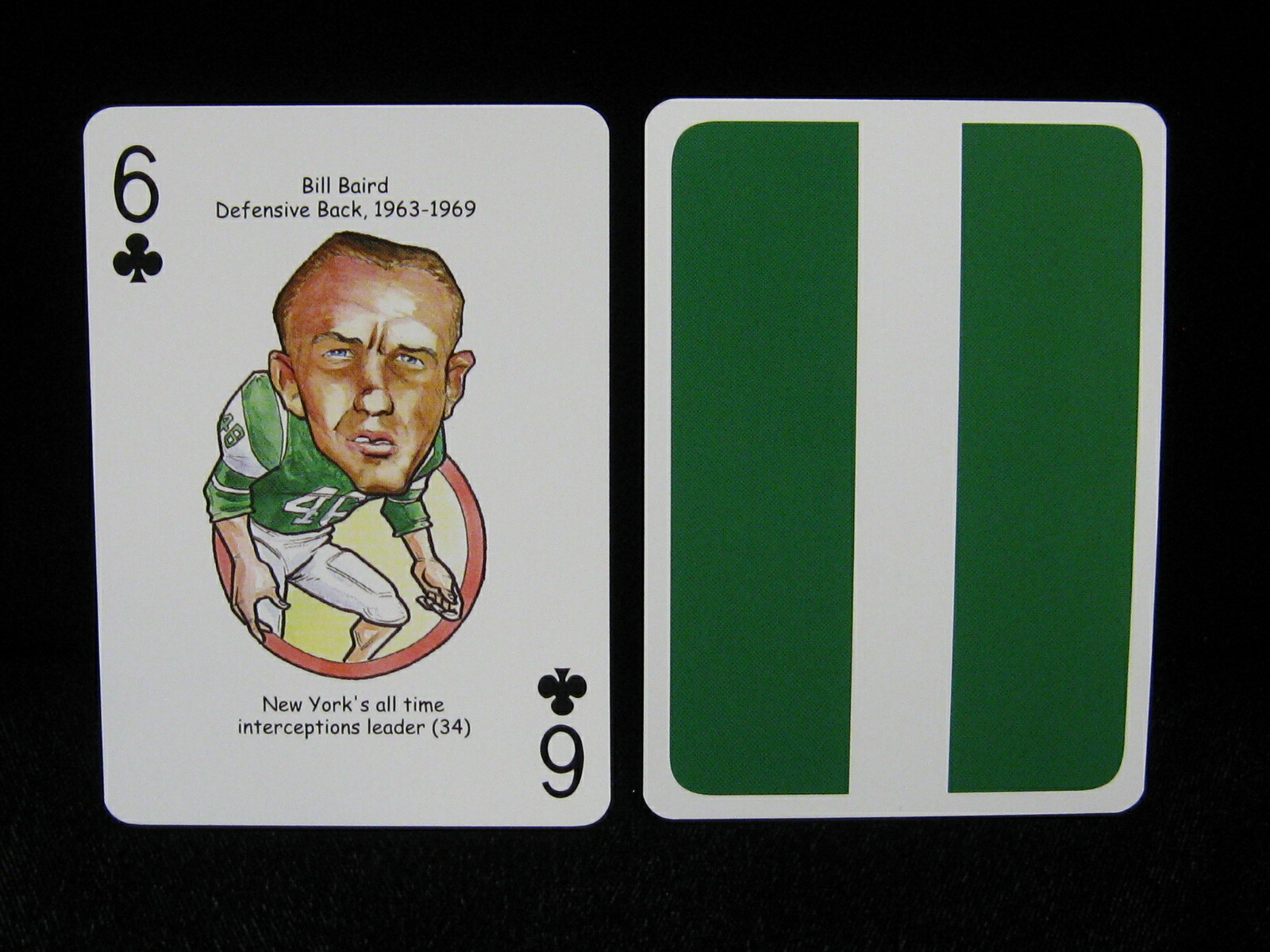 Bill Baird New York Jets "6 of Clubs" Hero Decks Playing Card | eBay