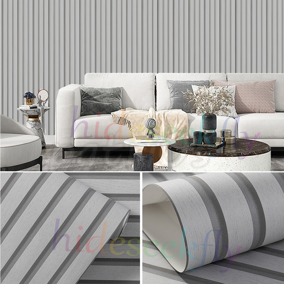 Wooden Slats Panelling Wallpaper 3D Wood Panel Effect Stripes Wall ...