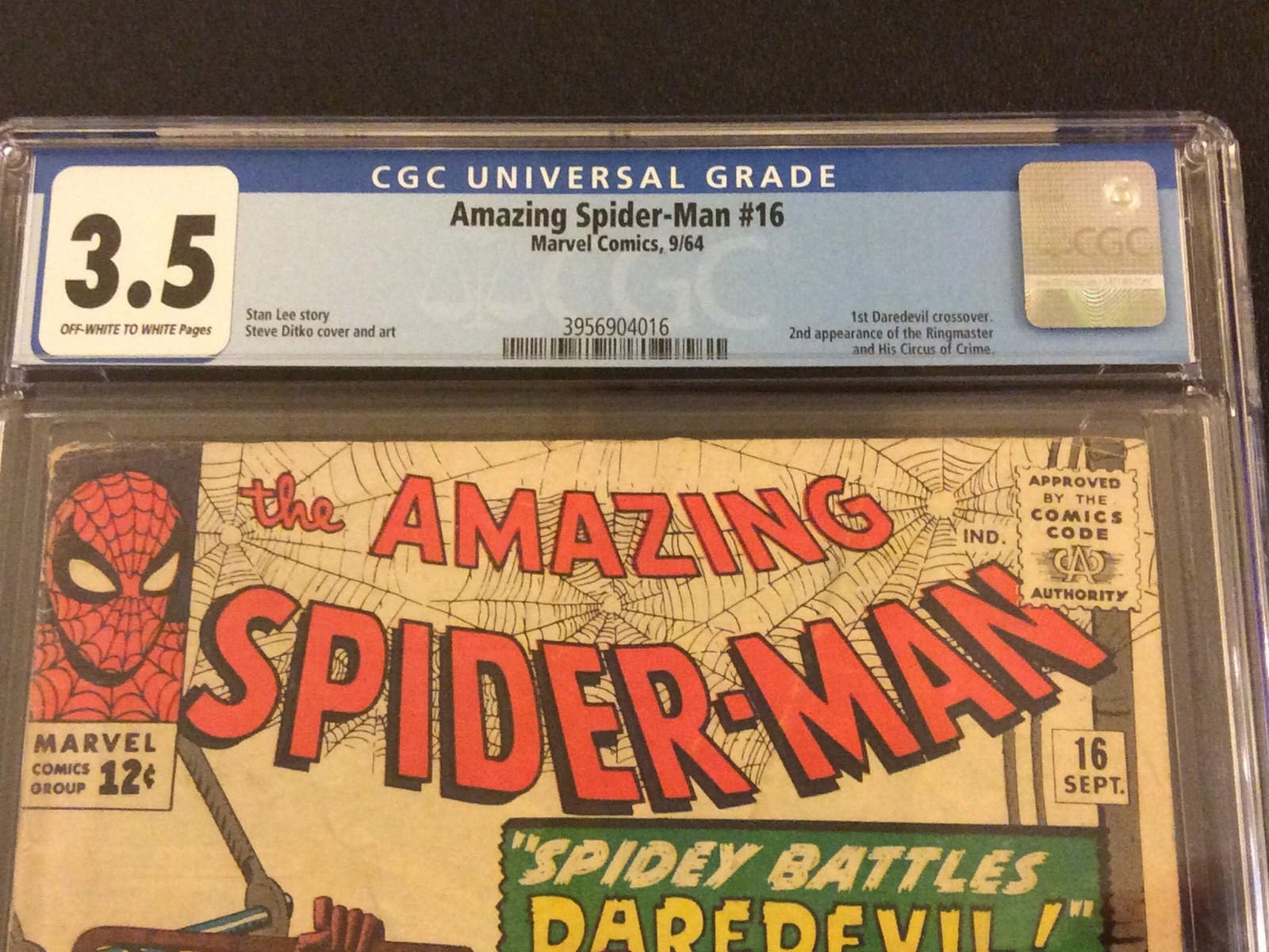 AMAZING SPIDER-MAN #16 Comic CGC 3.5 2ND APP RINGMASTER Daredevil ...