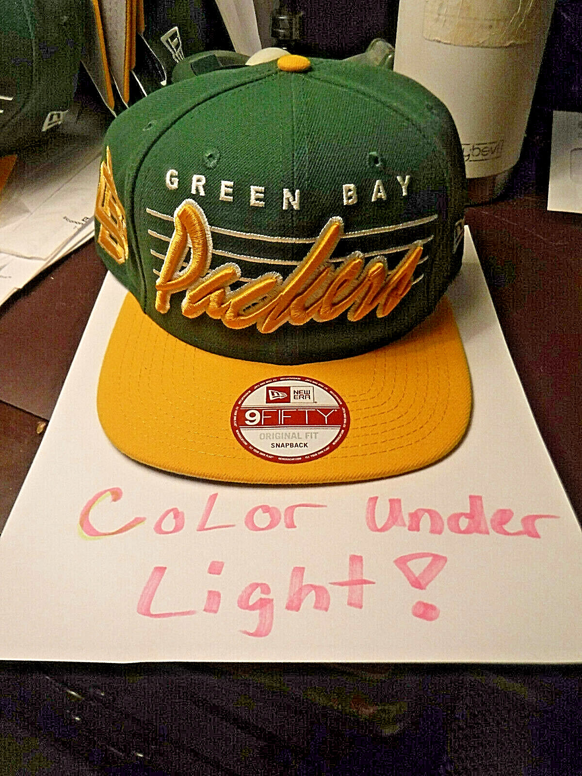 NEW RARE OOP GREEN BAY PACKERS NEW ERA 9/FIFTY CURSIVE EMB. SNAP BACK ...