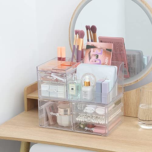 Clear Makeup Organizer and Storage For Vanity,Large Acrylic Cosmetics 6 ...